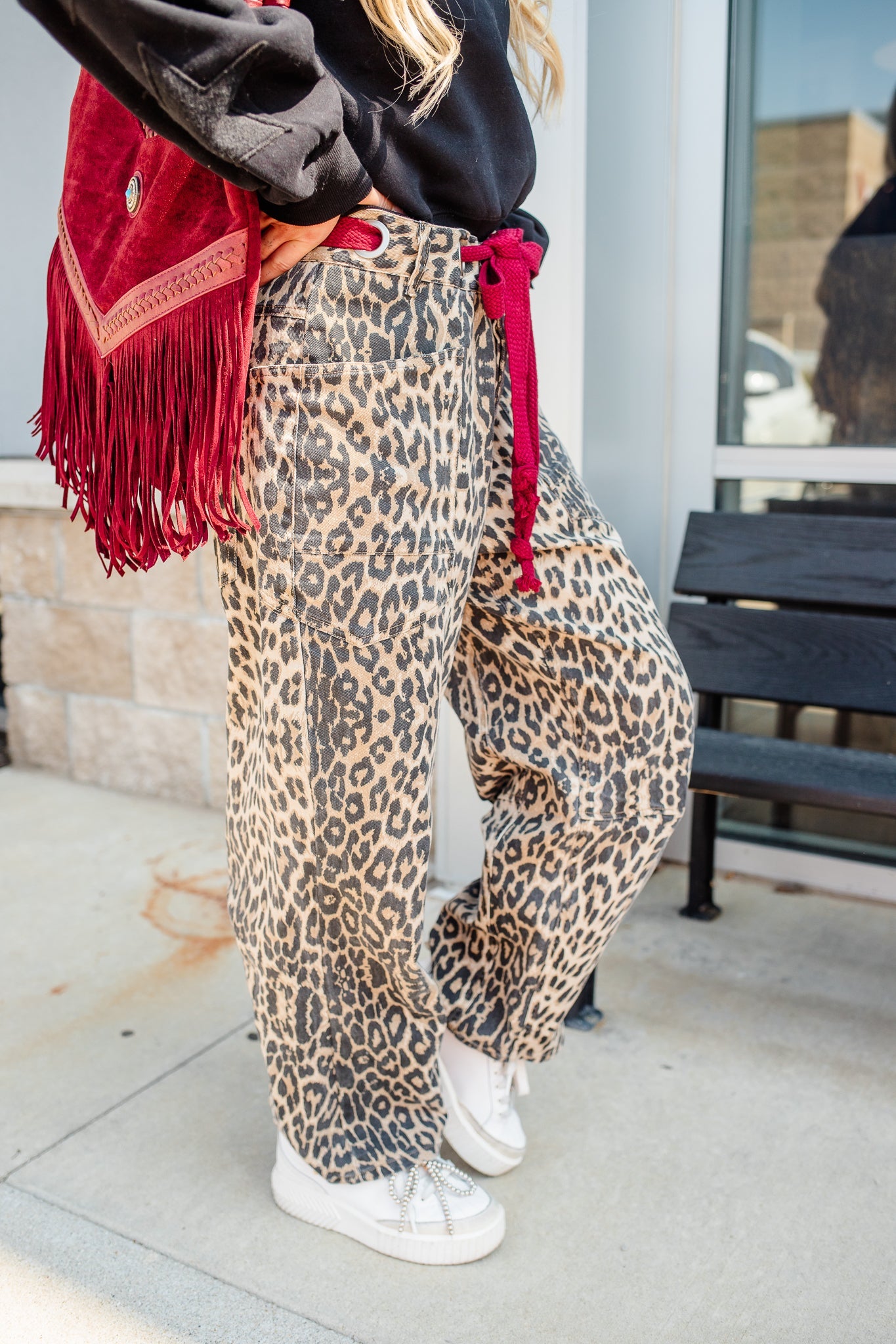 Leopard Tie Waist Barrel Jeans – woolwhirl